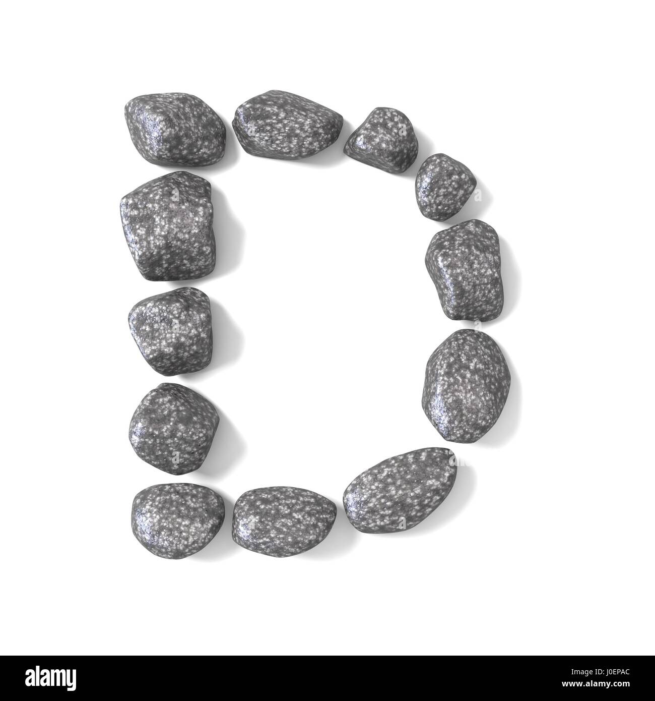 Font made of rocks LETTER D 3D render illustration isolated on white ...