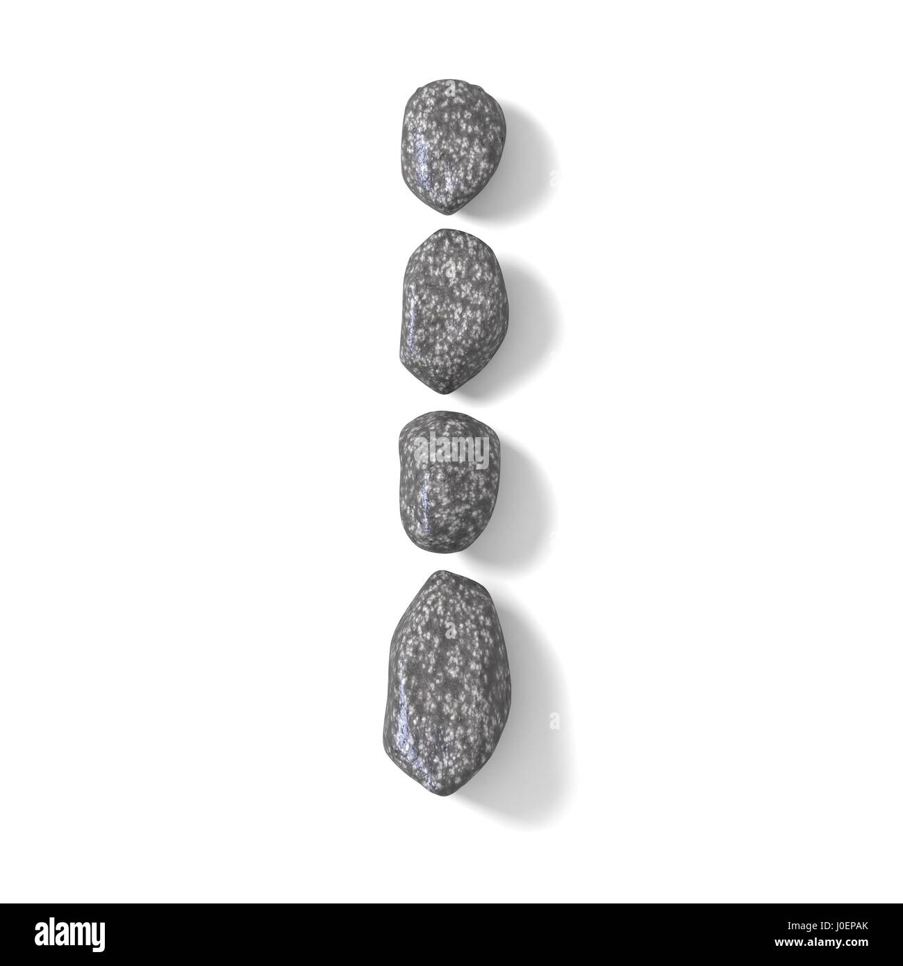 Font made of rocks LETTER I 3D render illustration isolated on white ...