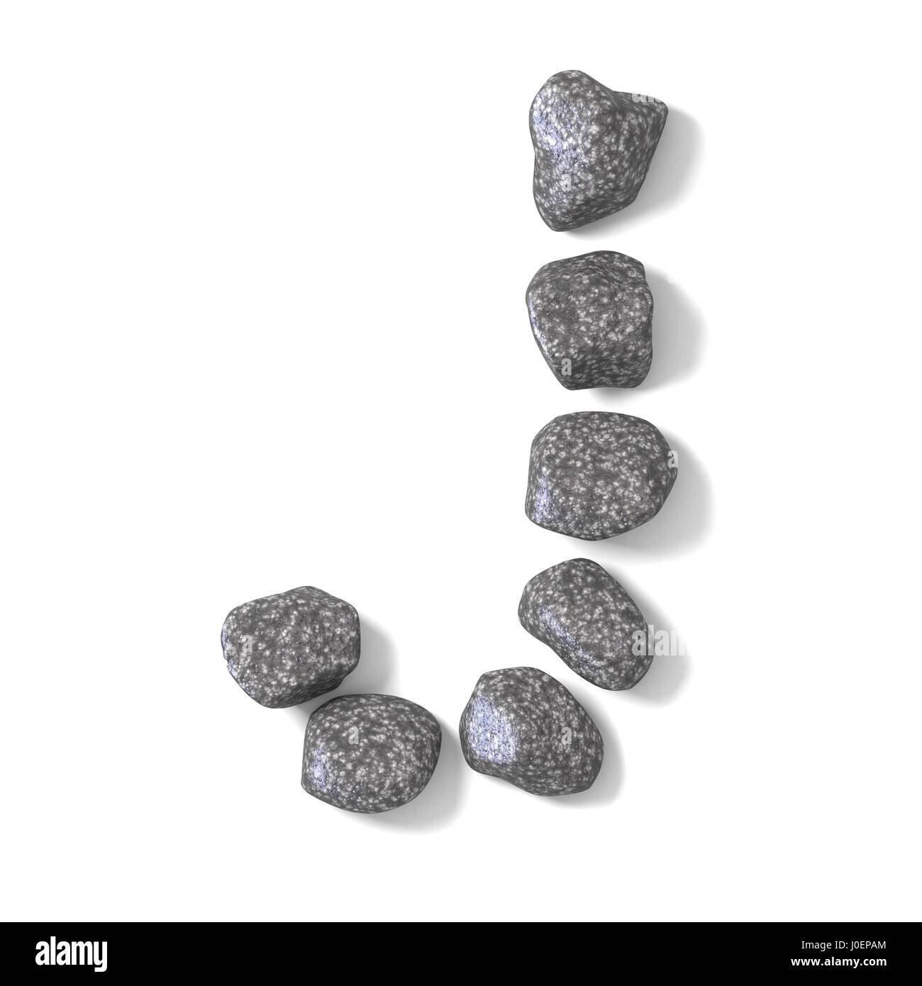 Font made of rocks LETTER J 3D render illustration isolated on white ...