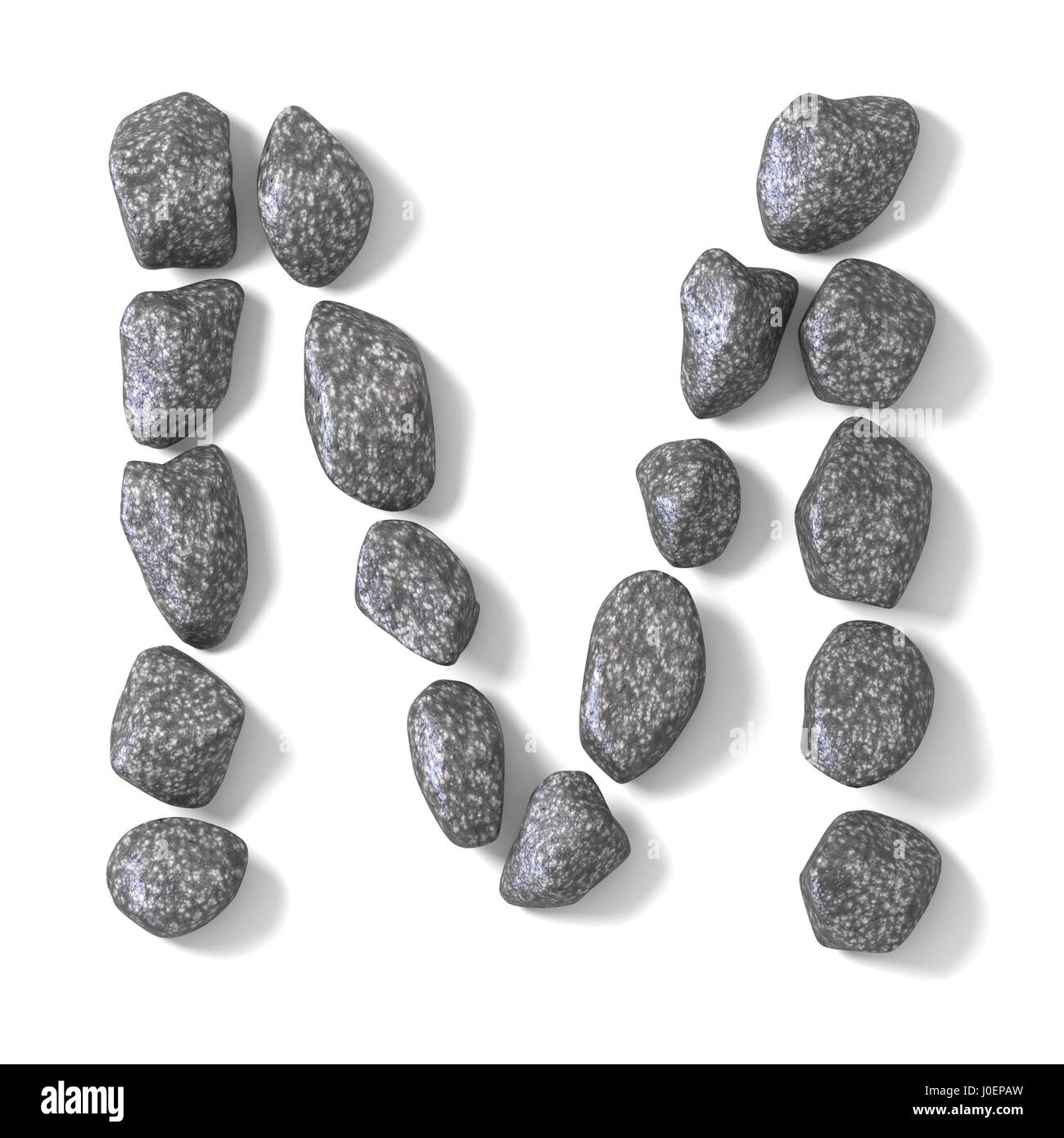 Font made of rocks LETTER M 3D render illustration isolated on white ...