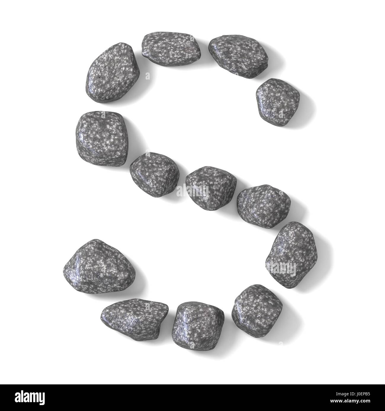Font made of rocks LETTER S 3D render illustration isolated on white ...