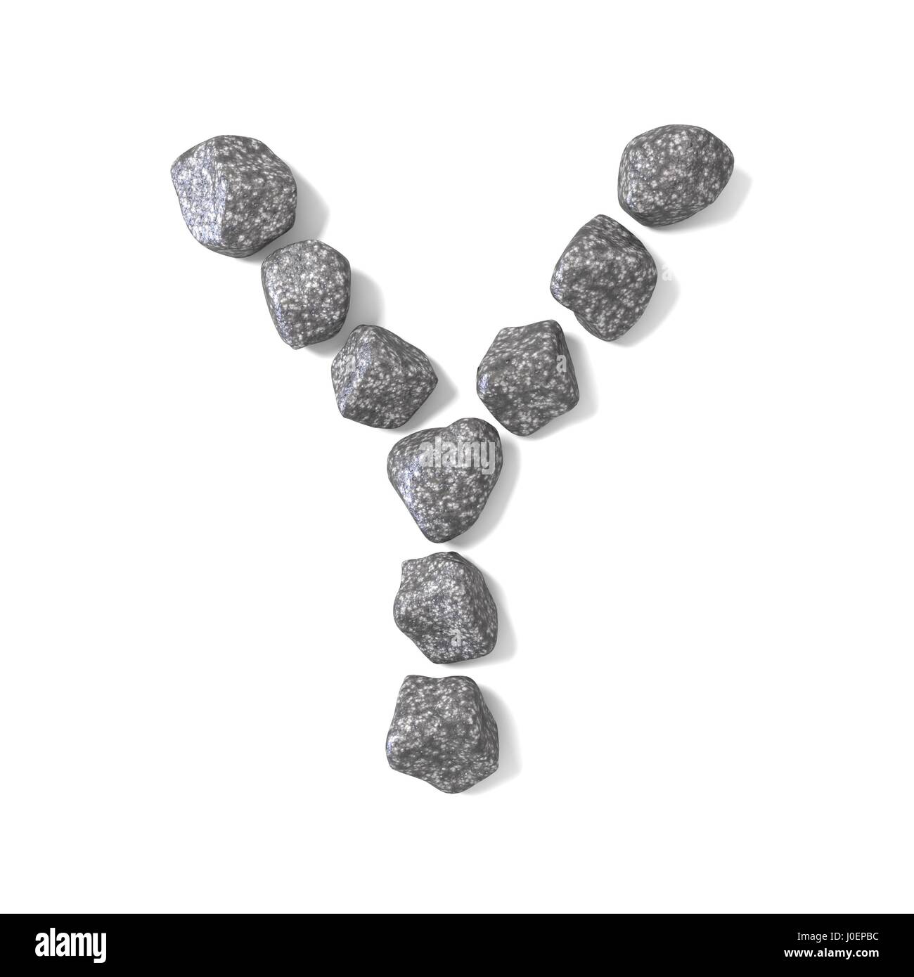 Font made of rocks LETTER Y 3D render illustration isolated on white ...