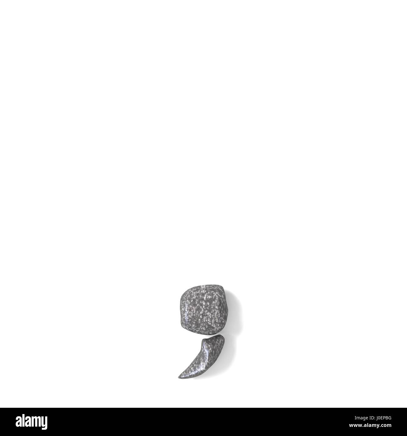 Comma punctuation mark made of rocks 3D render illustration isolated on ...