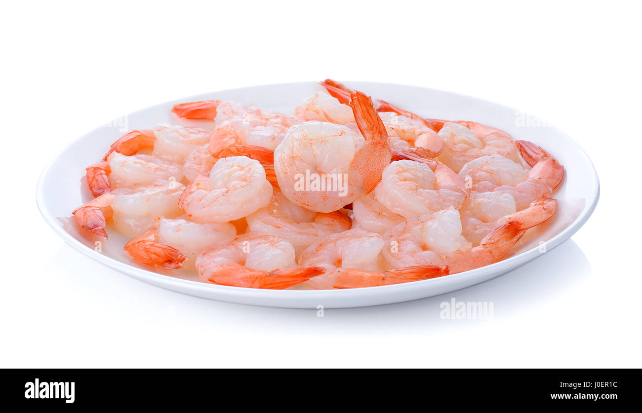 Shrimp with plate isolated on the white background Stock Photo - Alamy