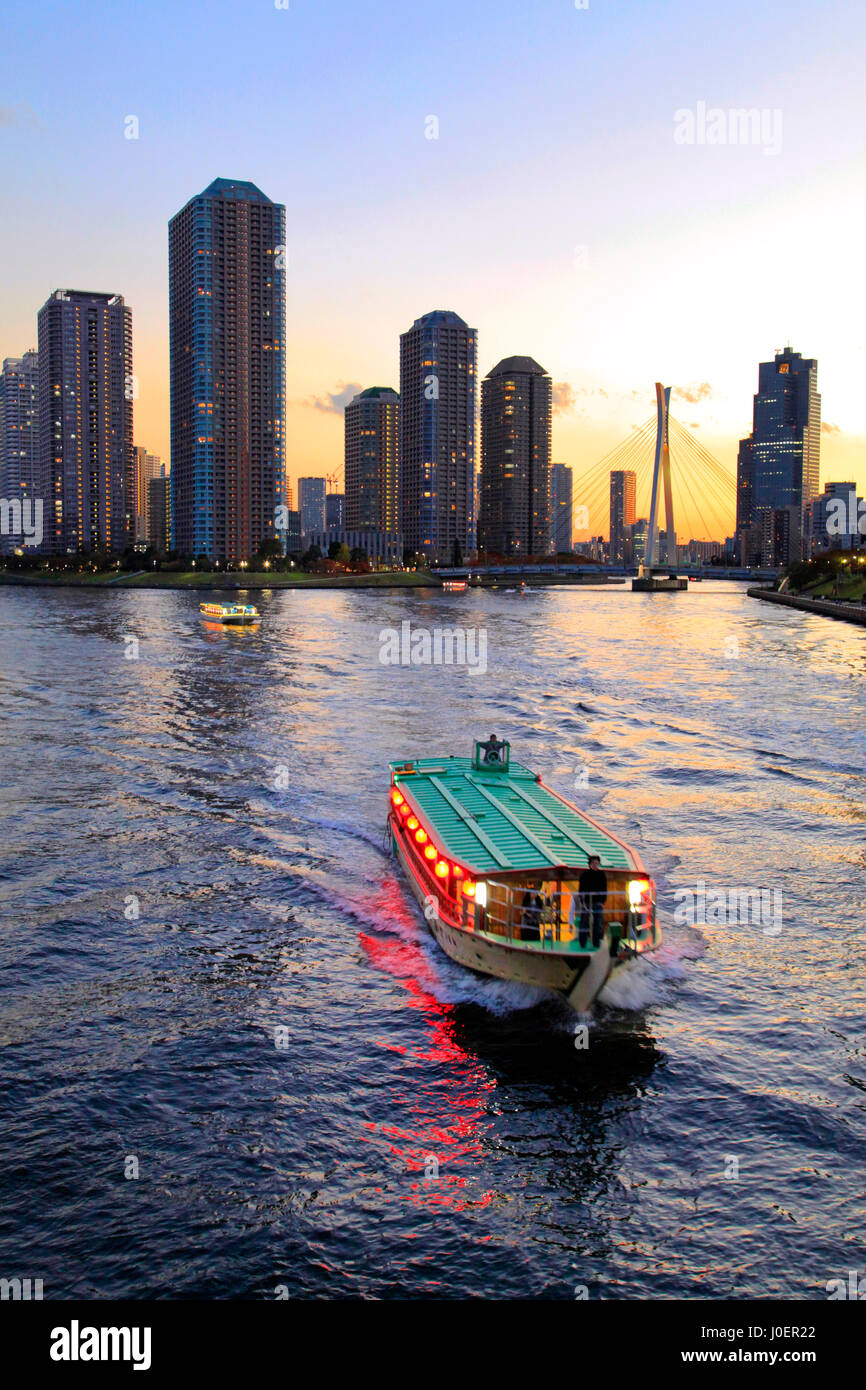 Sumidagawa River at Night Tokyo Japan Stock Photo - Alamy