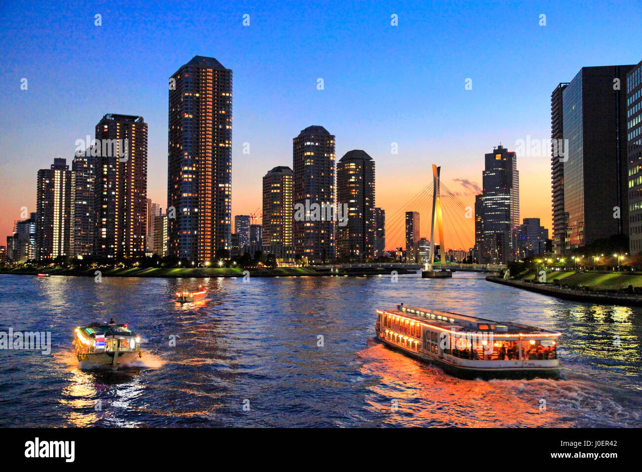 Sumidagawa River at Night Tokyo Japan Stock Photo - Alamy
