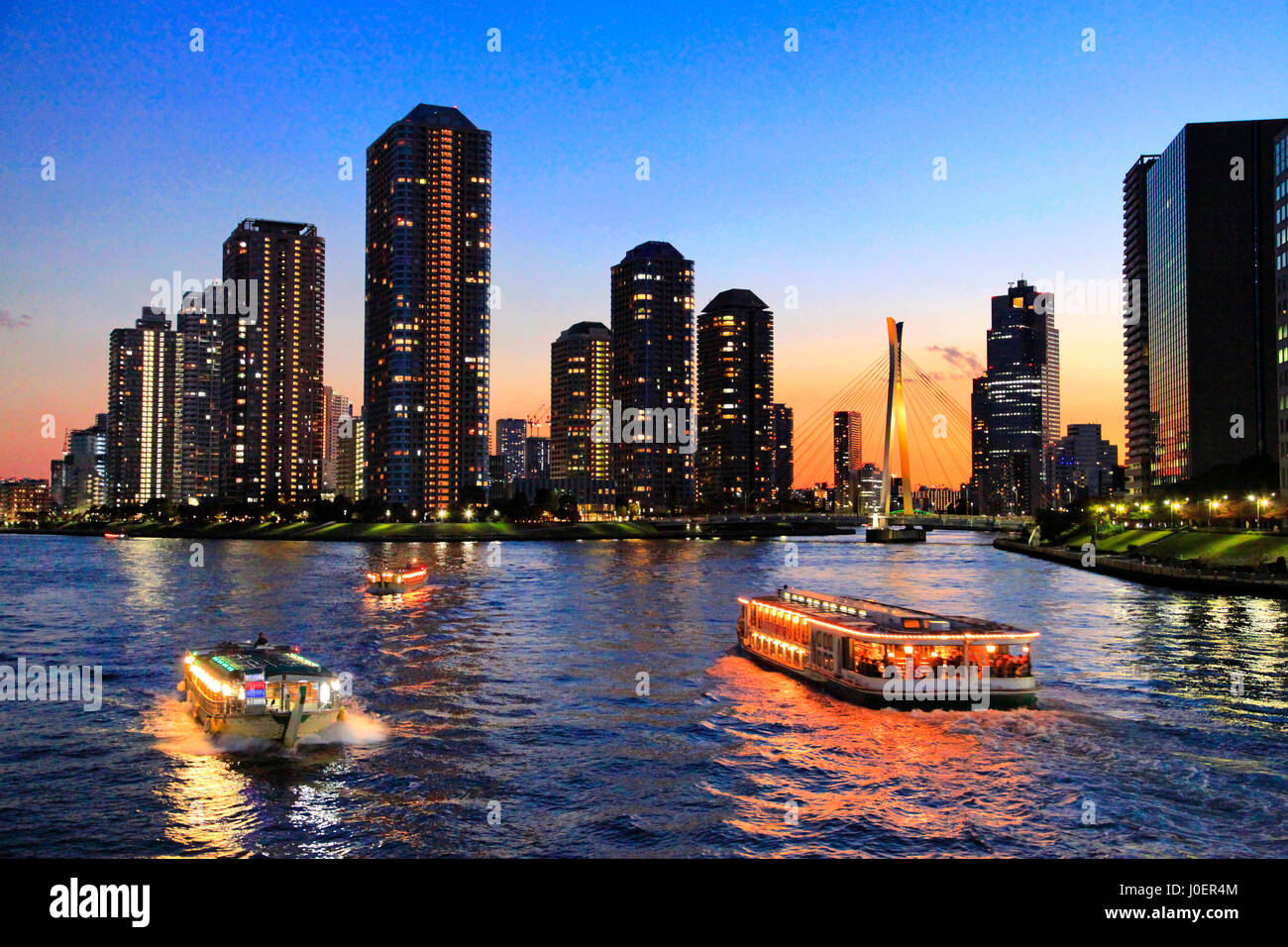 Sumidagawa River at Night Tokyo Japan Stock Photo - Alamy