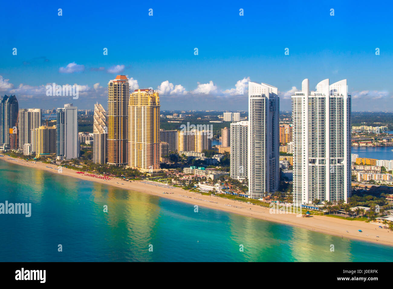 Sunny morning shot of Sunny Isles Beach in South Florida right after ...