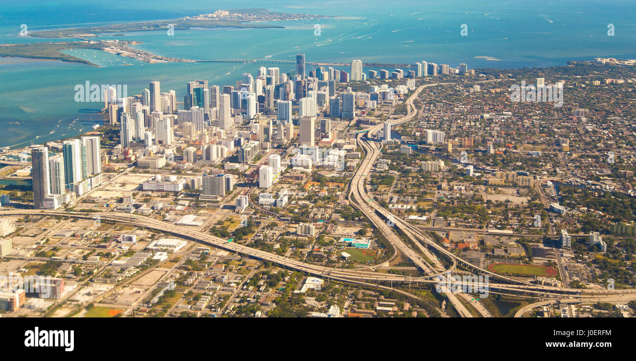 Aerial view of Miami City Stock Photo - Alamy