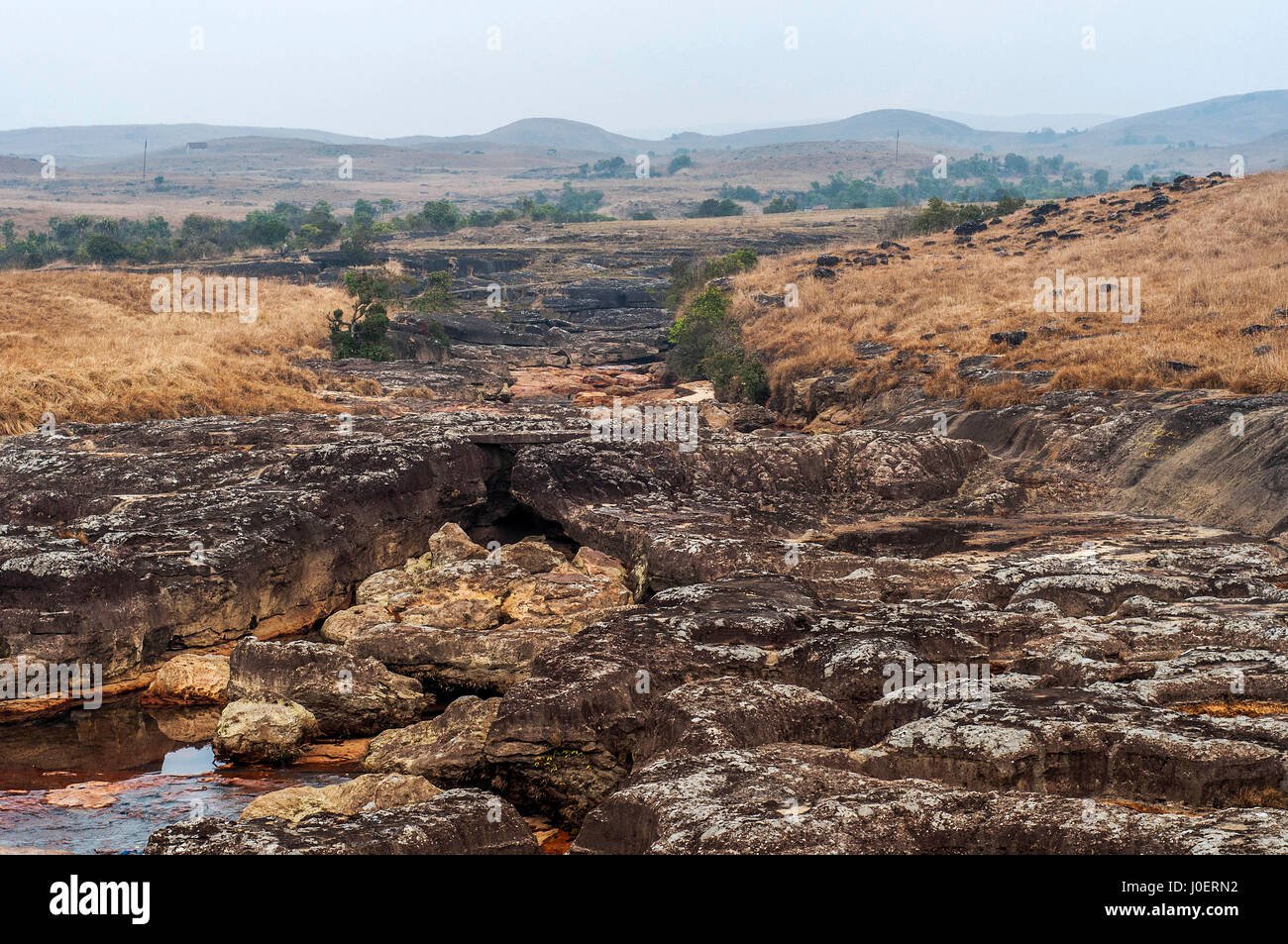 Rock formation, riverbed, cherrapunji, meghalaya, india, asia Stock ...