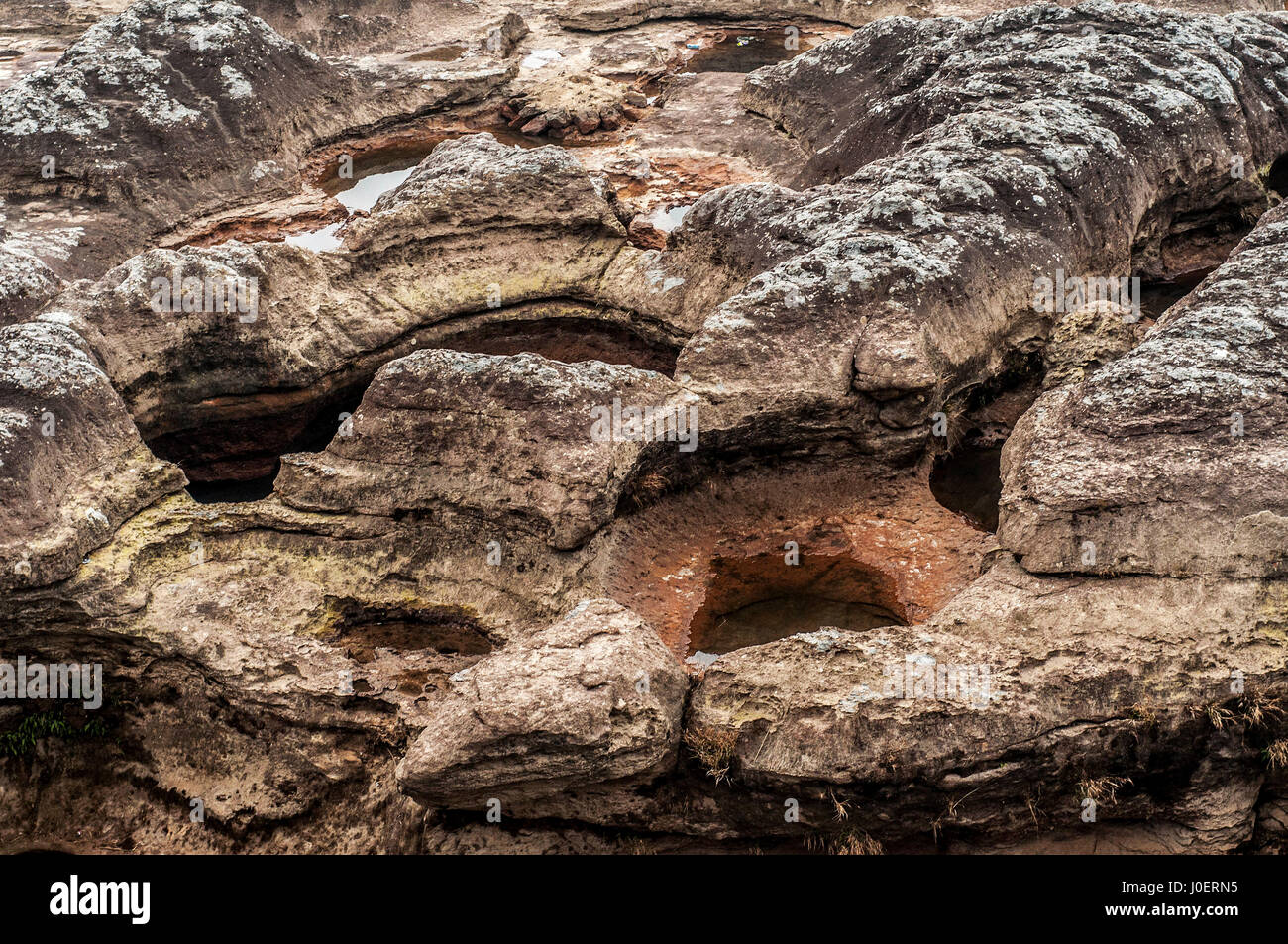 Rock formation, riverbed, cherrapunji, meghalaya, india, asia Stock ...