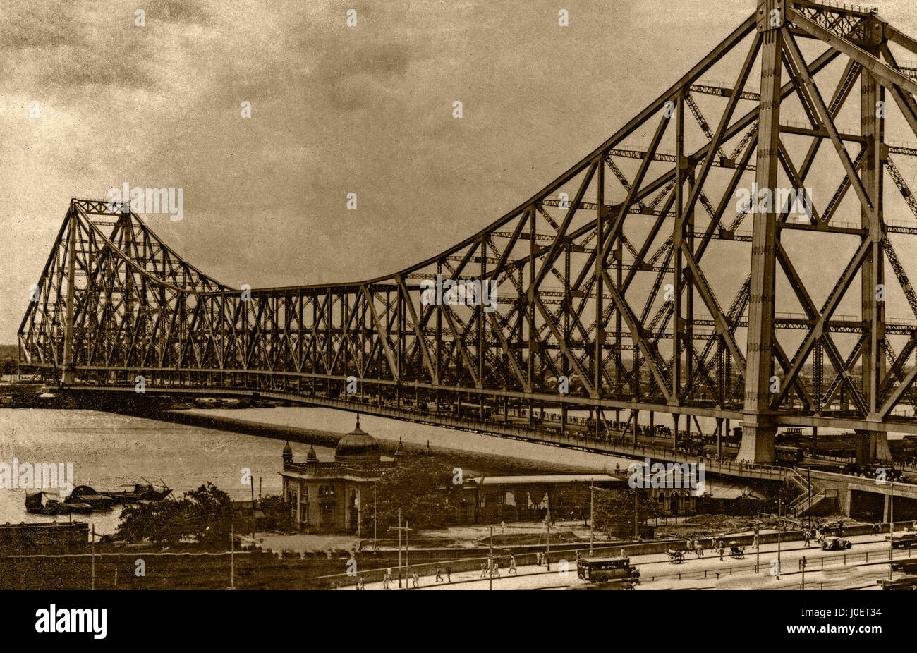 Howrah Bridge, cantilever bridge, old vintage 1900s picture, Calcutta ...
