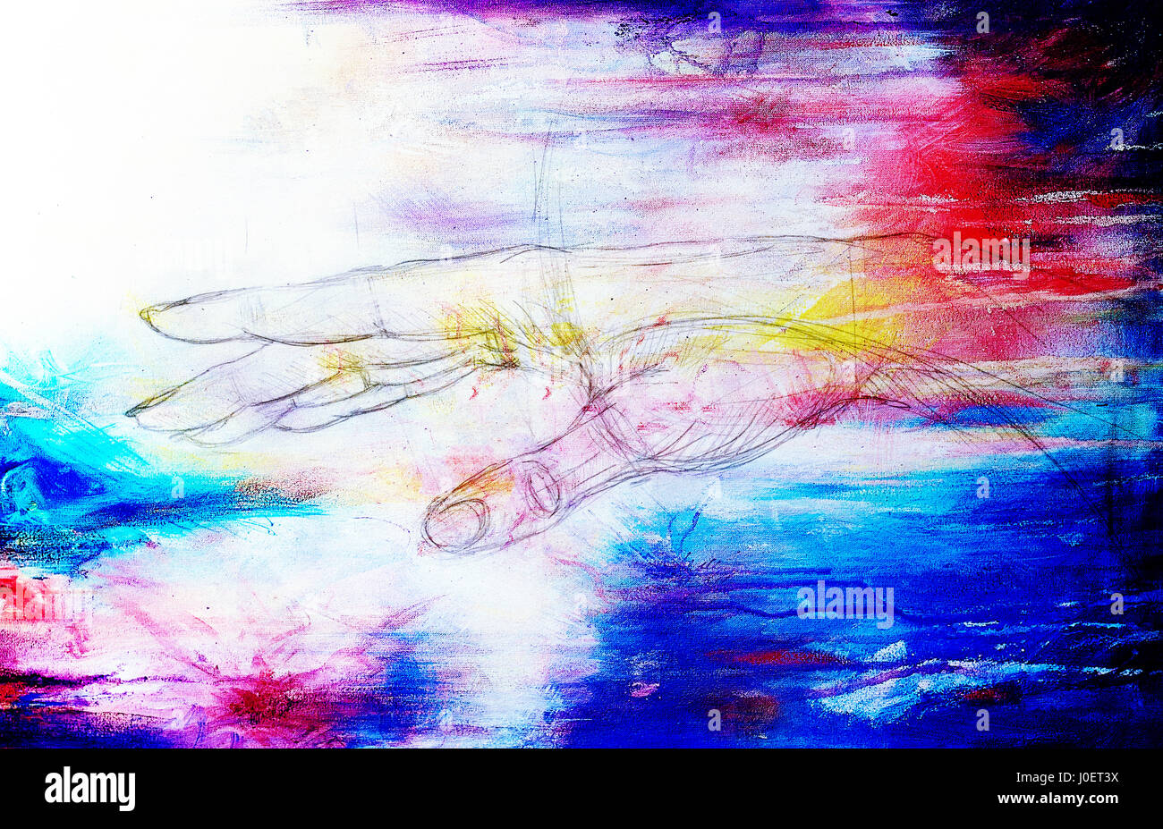 Drawing hand, pencil sketch on paper, color and vintage effect Stock ...