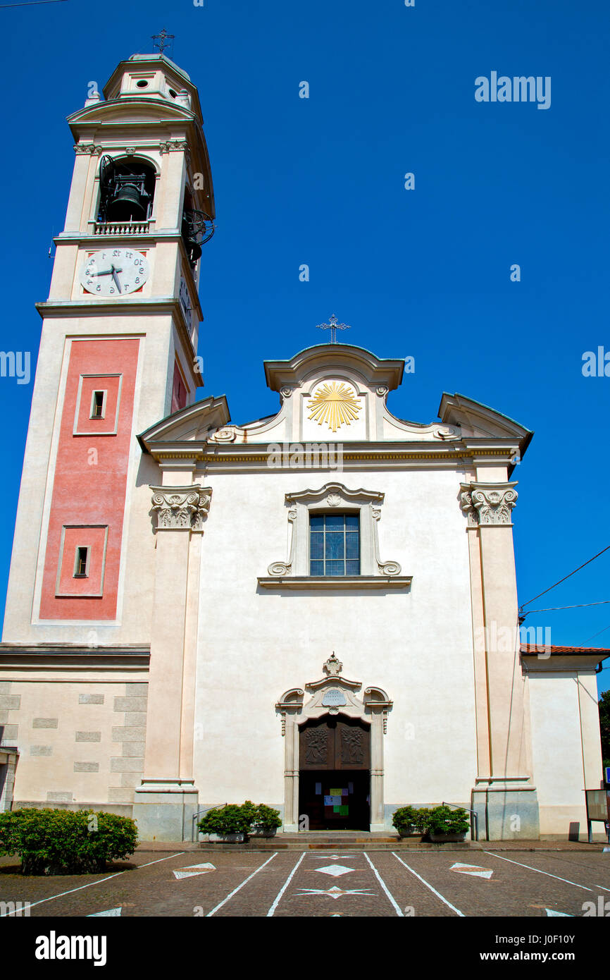 old abstract in italy the wall and church tower bell sunny day tradate ...