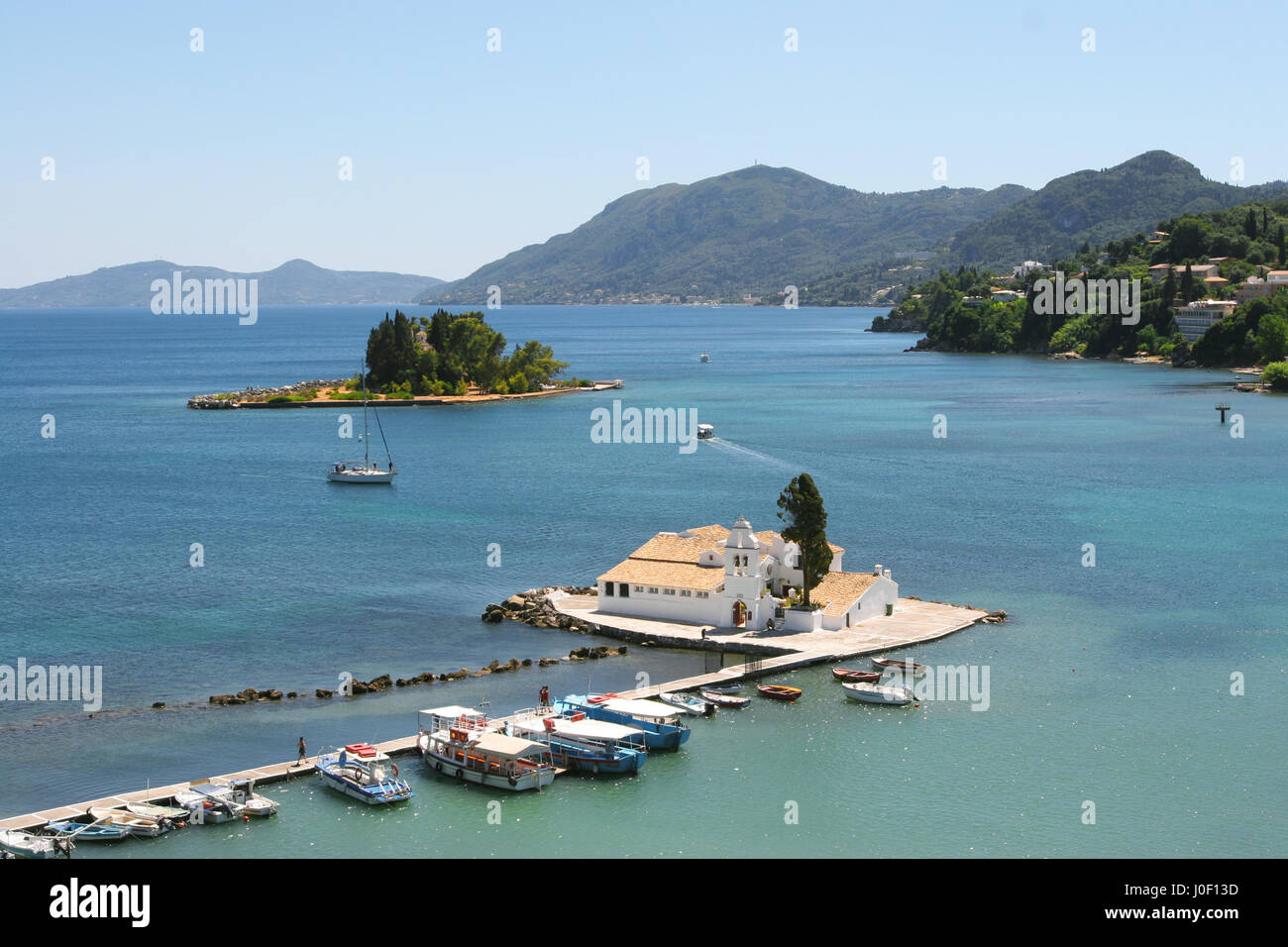 Vlacherna orthodox monastery and Pontikonisi island, Corfu, Greece ...