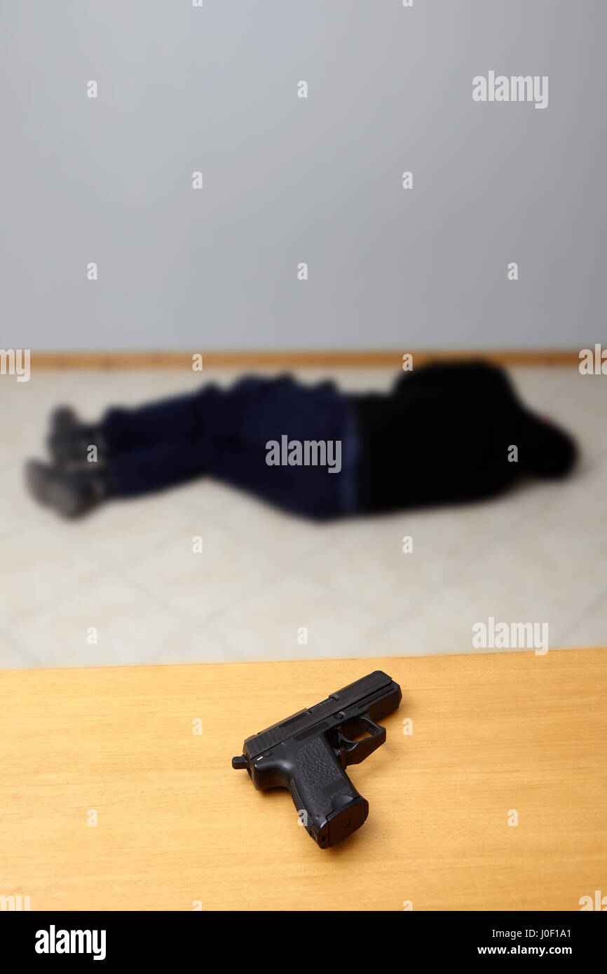 Man lying dead on the floor hi-res stock photography and images - Alamy