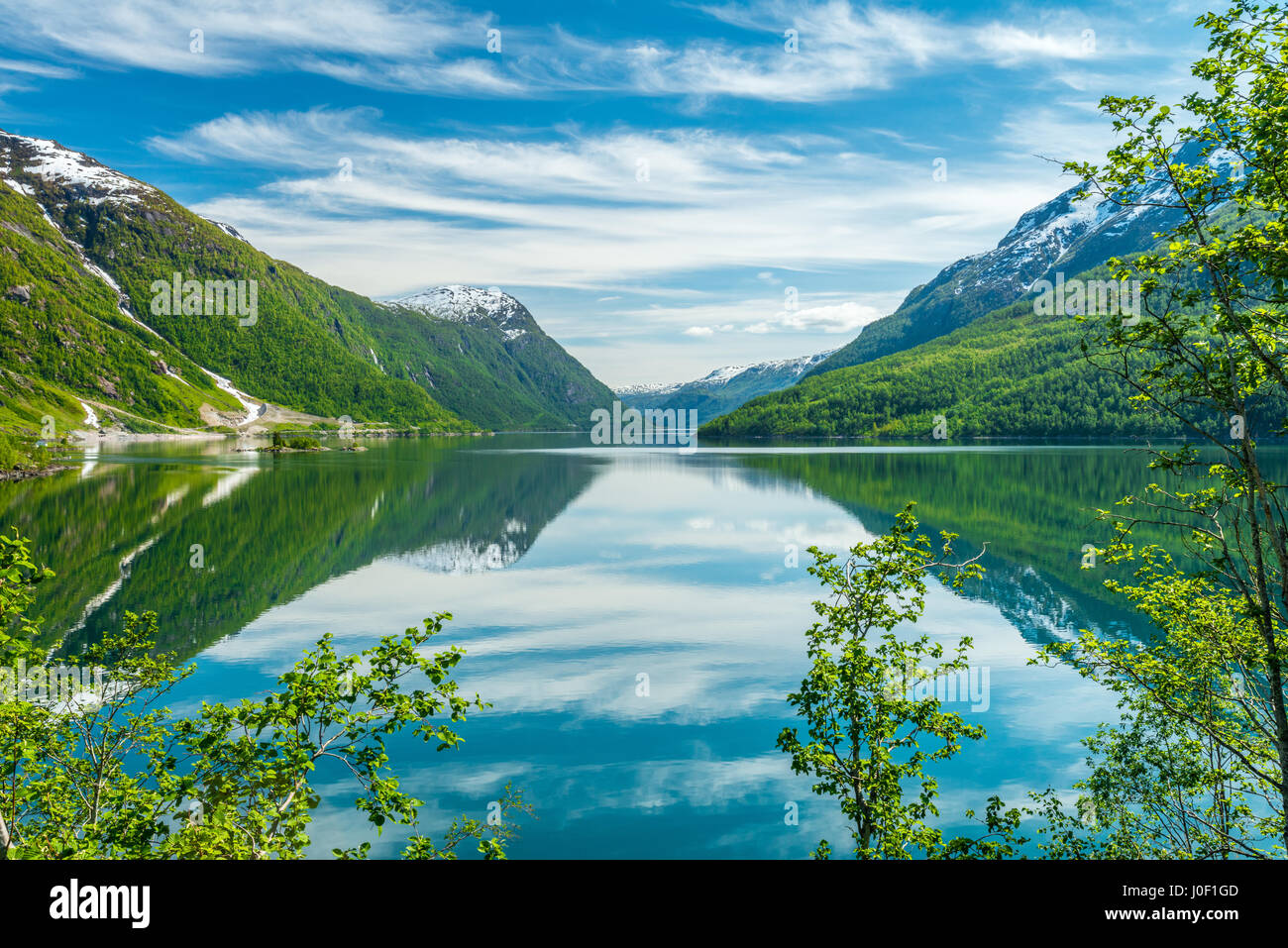 Beautiful fjord in reflects hi-res stock photography and images - Alamy