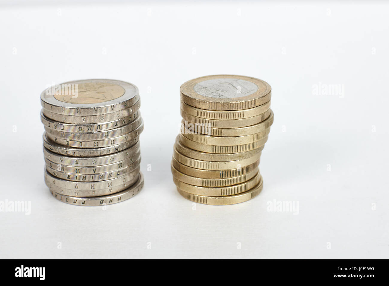 Euro coins stacks close up Stock Photo - Alamy