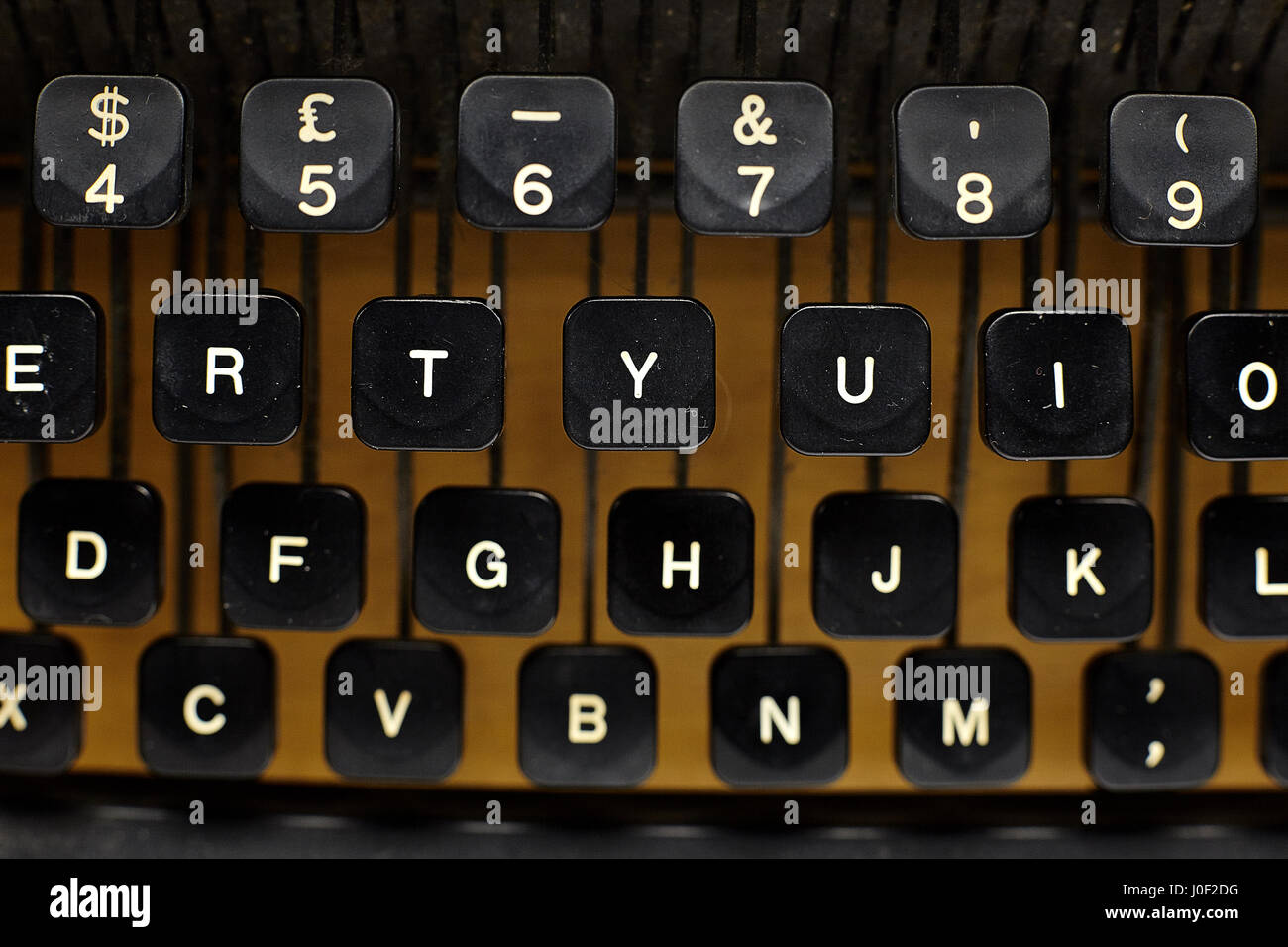 Detail of a black vintage typewriter close up on keys Stock Photo - Alamy