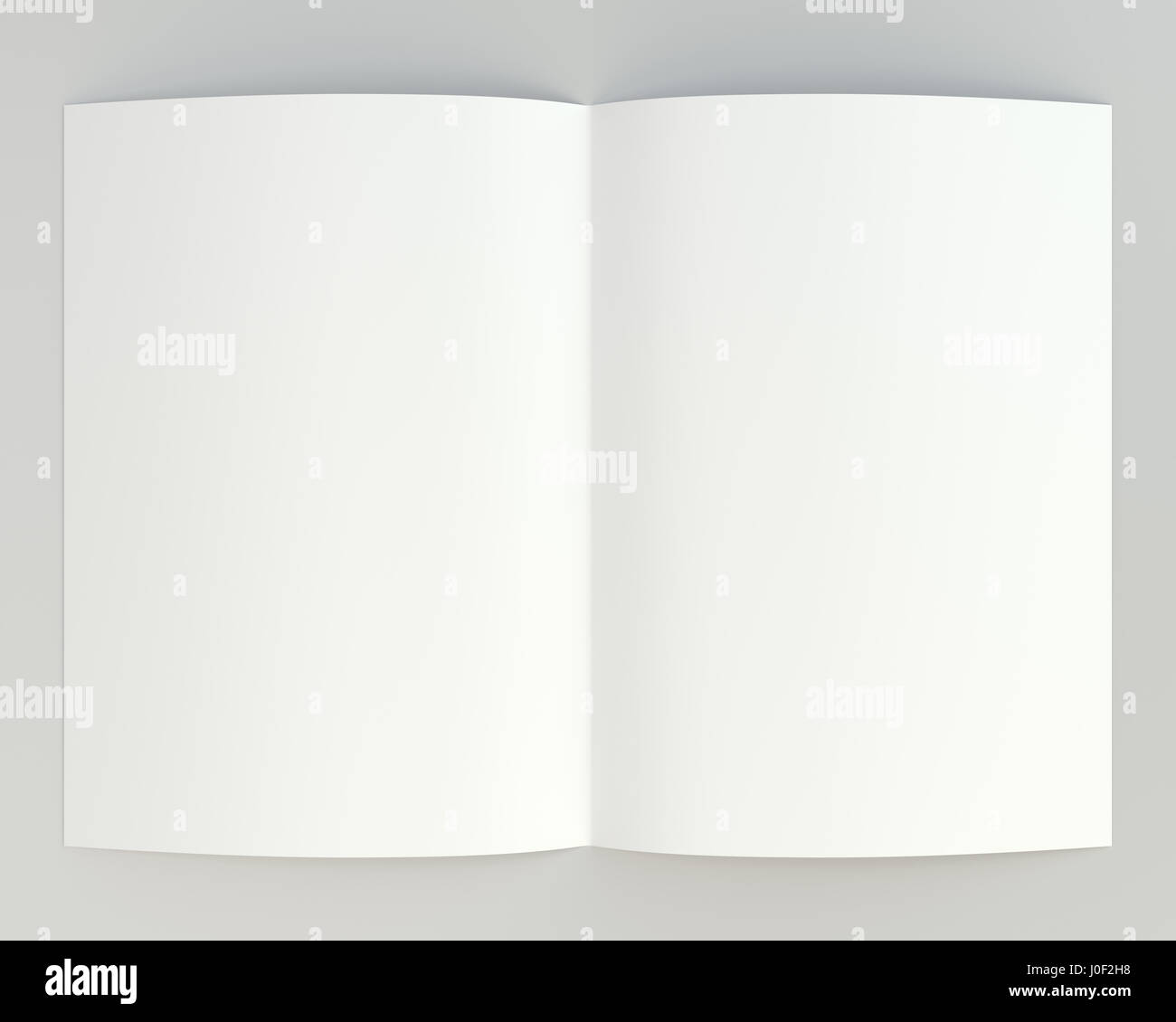 Blank folded leaflet white paper. 3d rendering. Gray background Stock ...