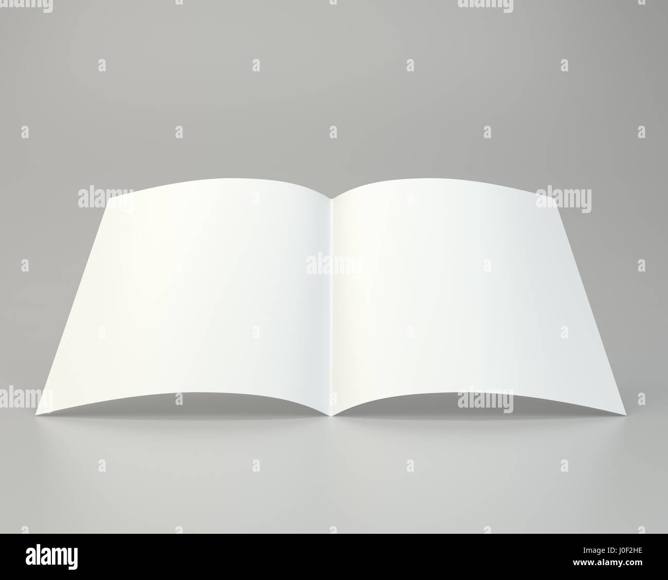 Empty folded leaflet white paper. 3d rendering. Gray background Stock ...