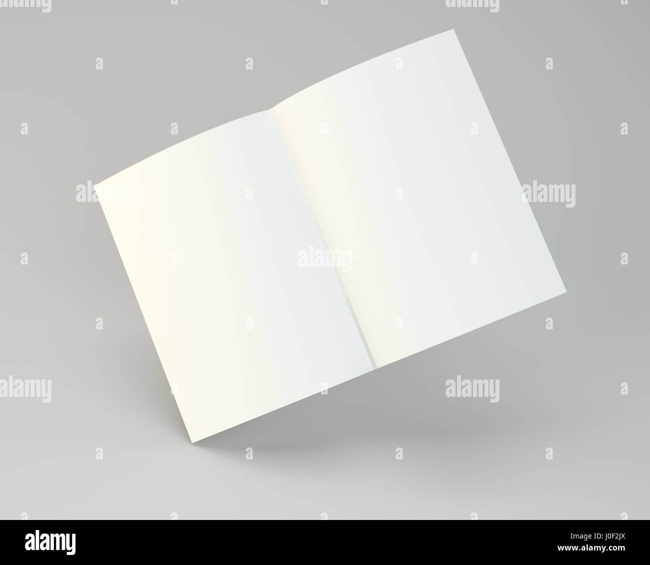 Blank folded leaflet white paper. 3d rendering. Gray background Stock ...