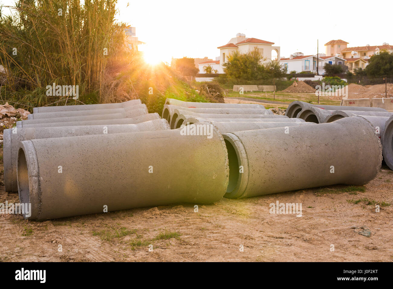 Drain channel with concrete pipes hi-res stock photography and images ...