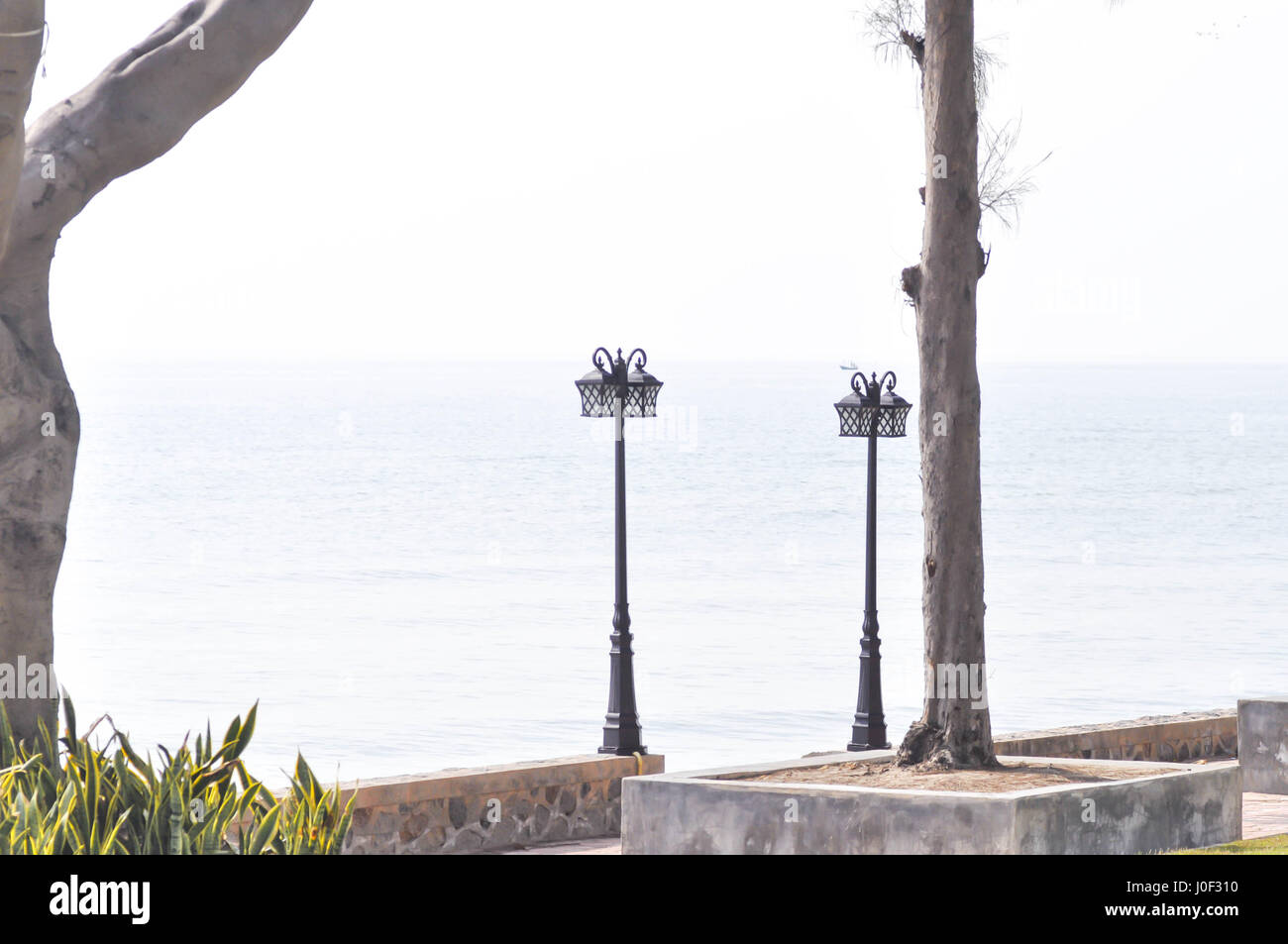 beach ,sea , tree and lamp background Stock Photo - Alamy