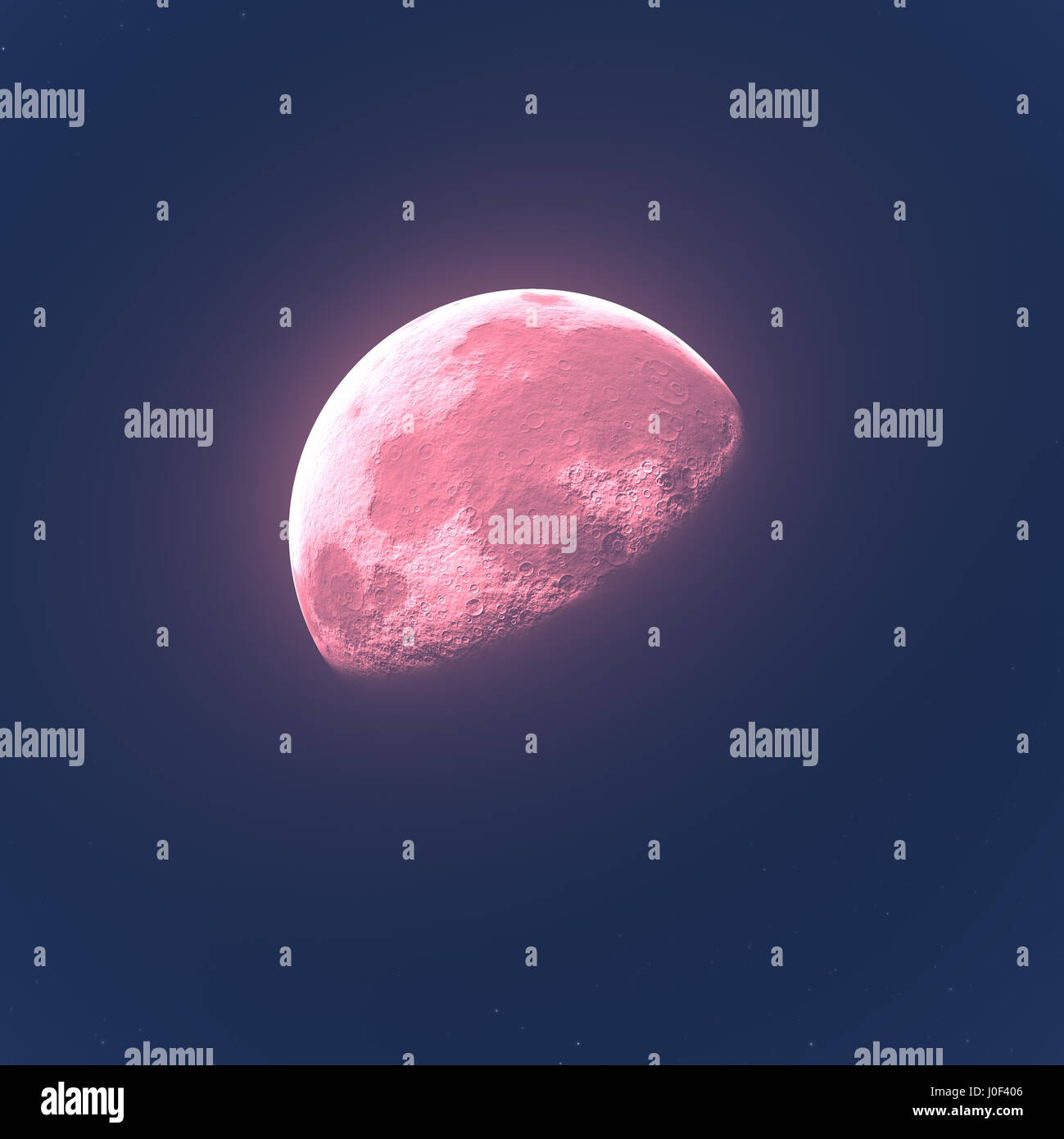 Big bright pink detailed full moon surface close up starting to go in a ...