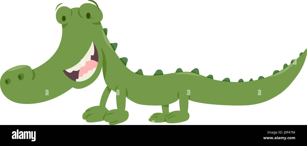 Cartoon Illustration of Cute Crocodile Animal Character Stock Vector ...