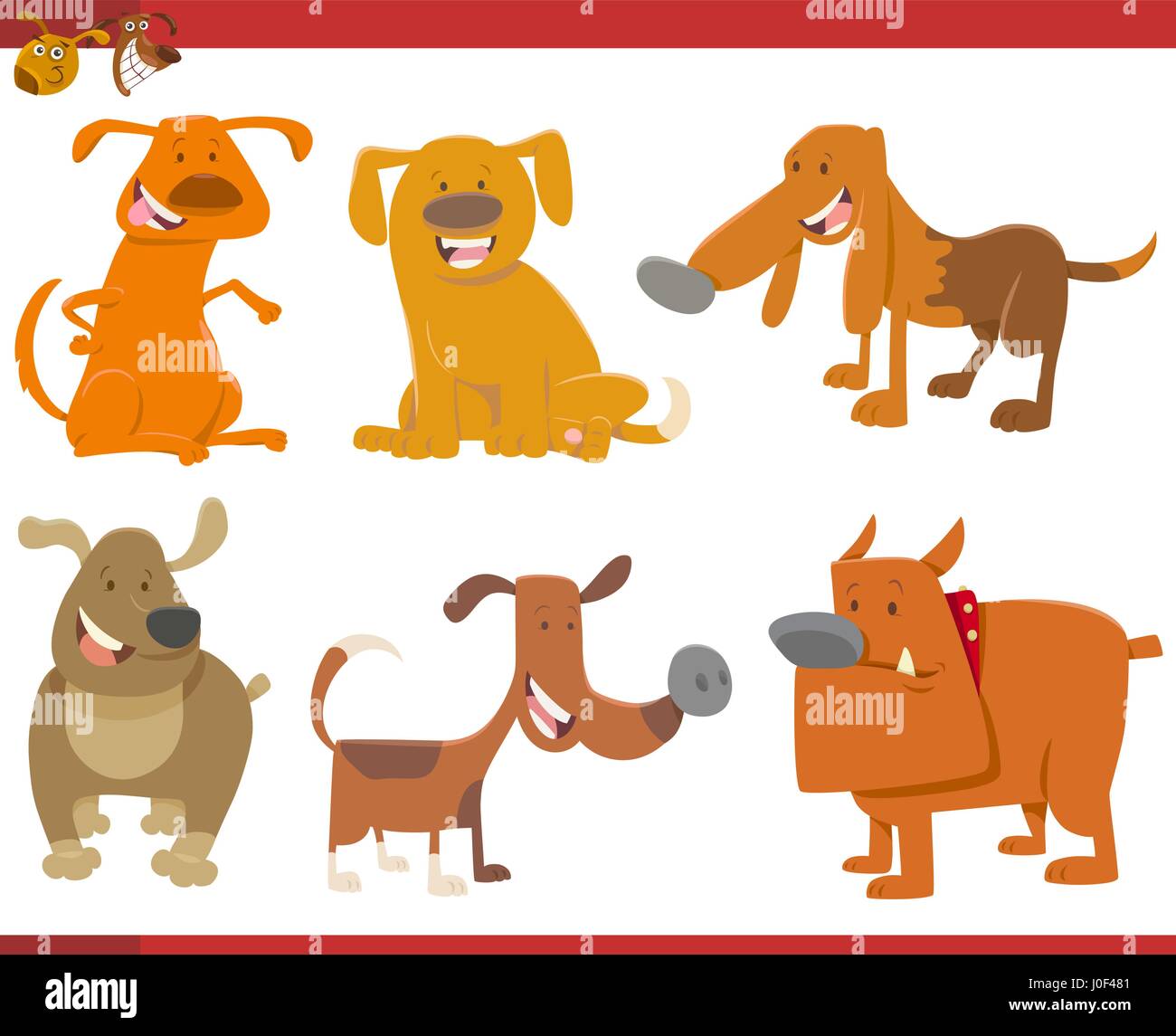 Cartoon Illustration of Dogs Animal Characters Set Stock Vector Image ...