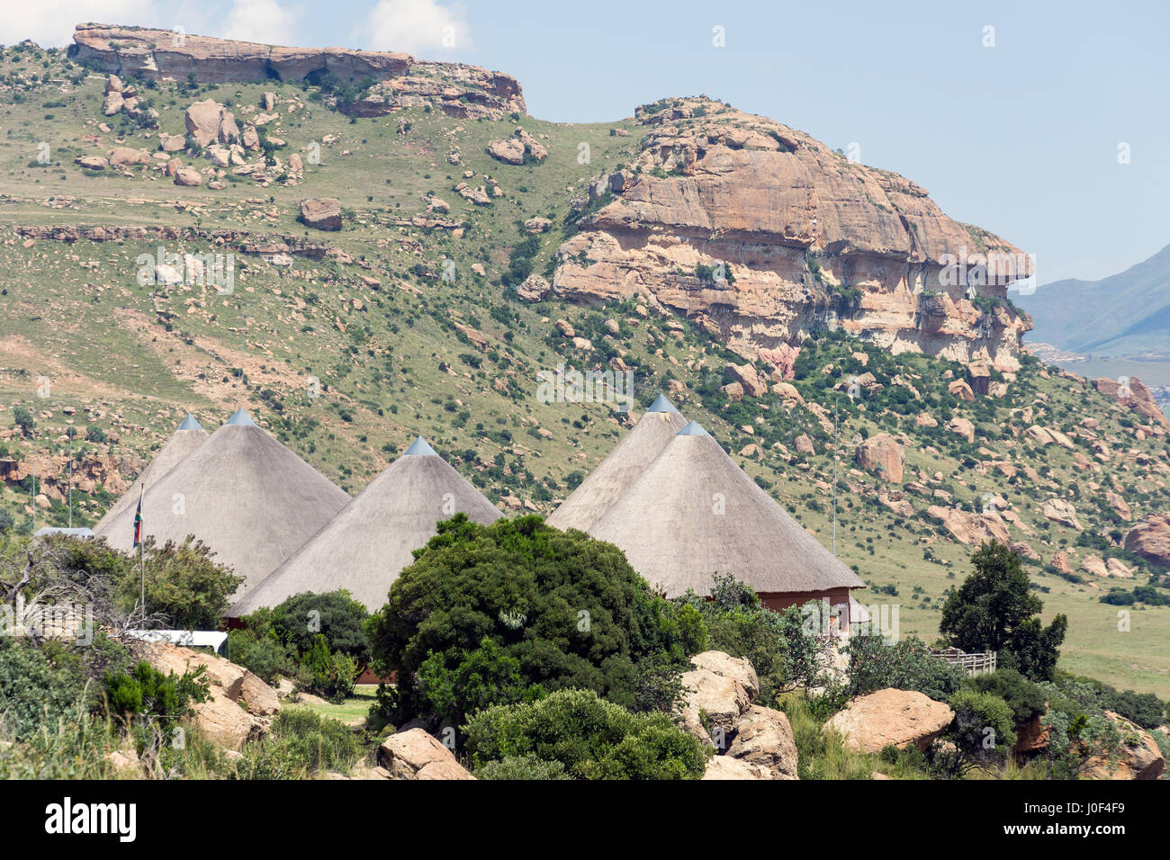 Traditional huts at Basotho Cultural Village, Golden Gate Highlands ...