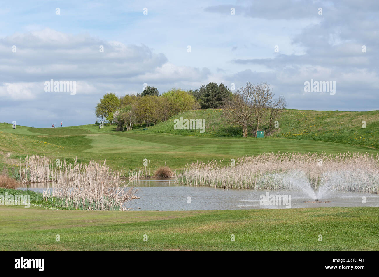 18th fairway and pond at Stockley Park Golf Club, Stockley Park, Hayes ...
