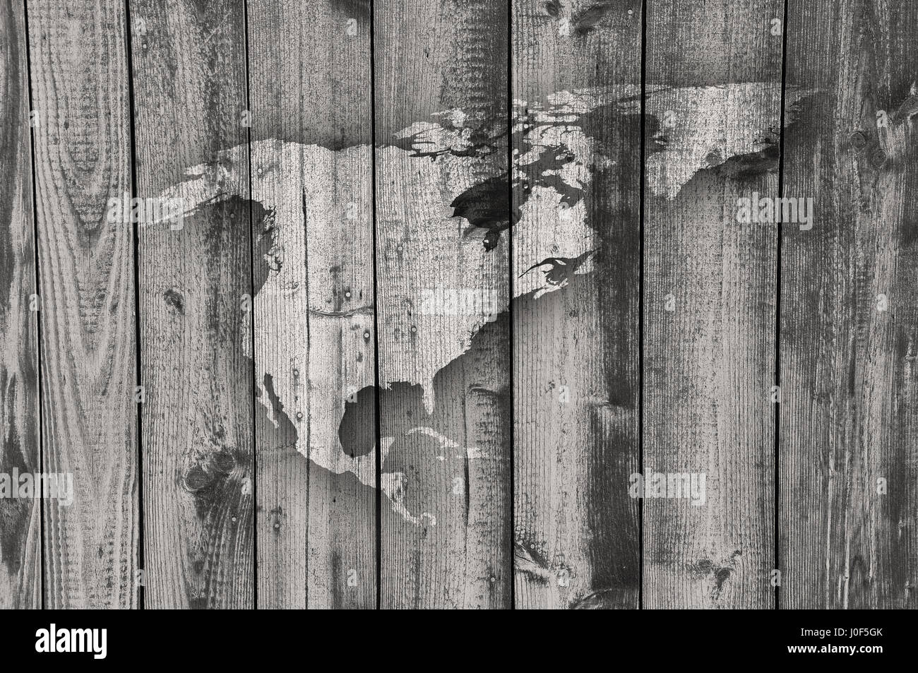 Map of North America on weathered wood Stock Photo - Alamy