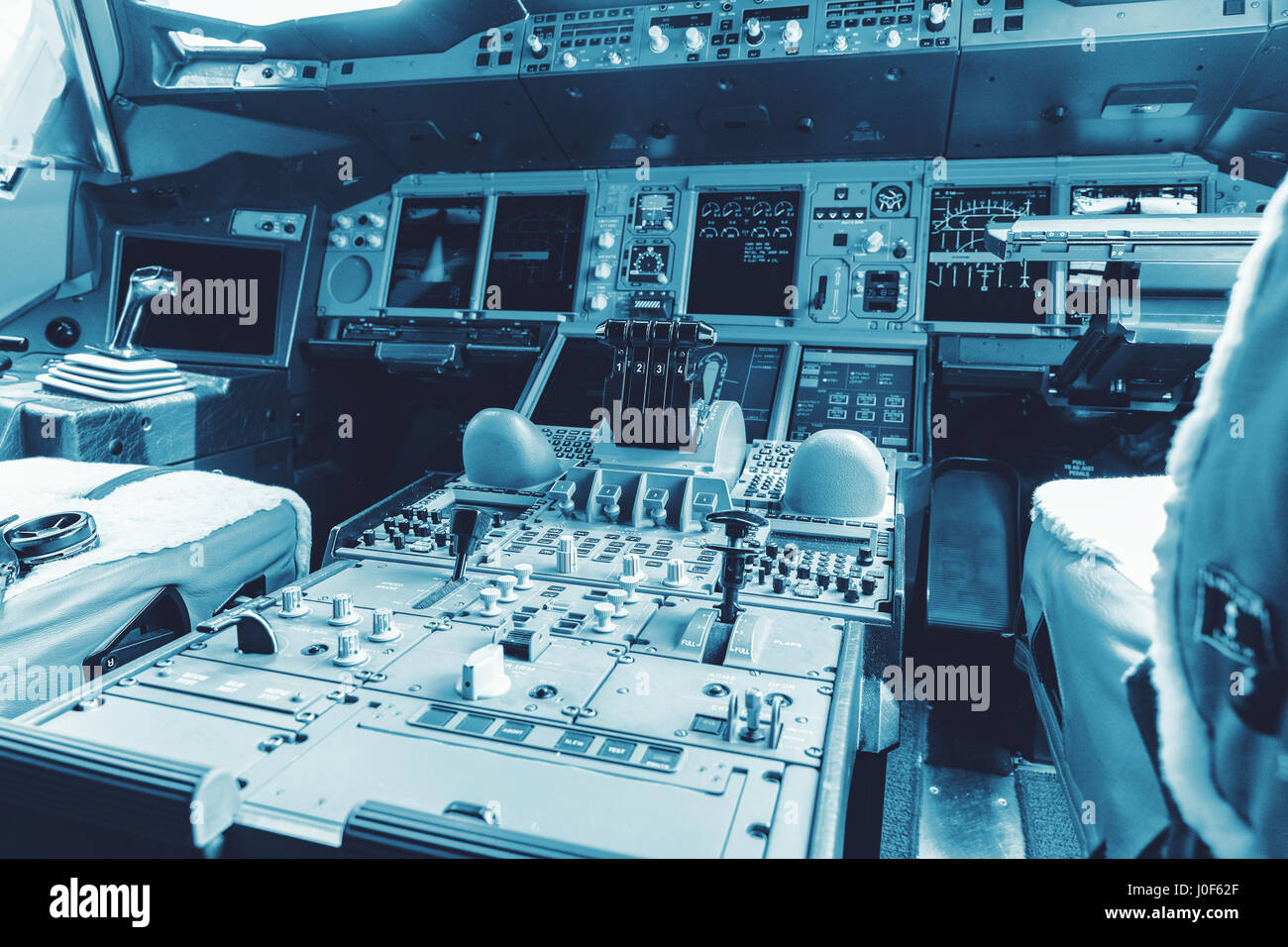 Dashboard and center console of the largest passenger aircraft Airbus ...