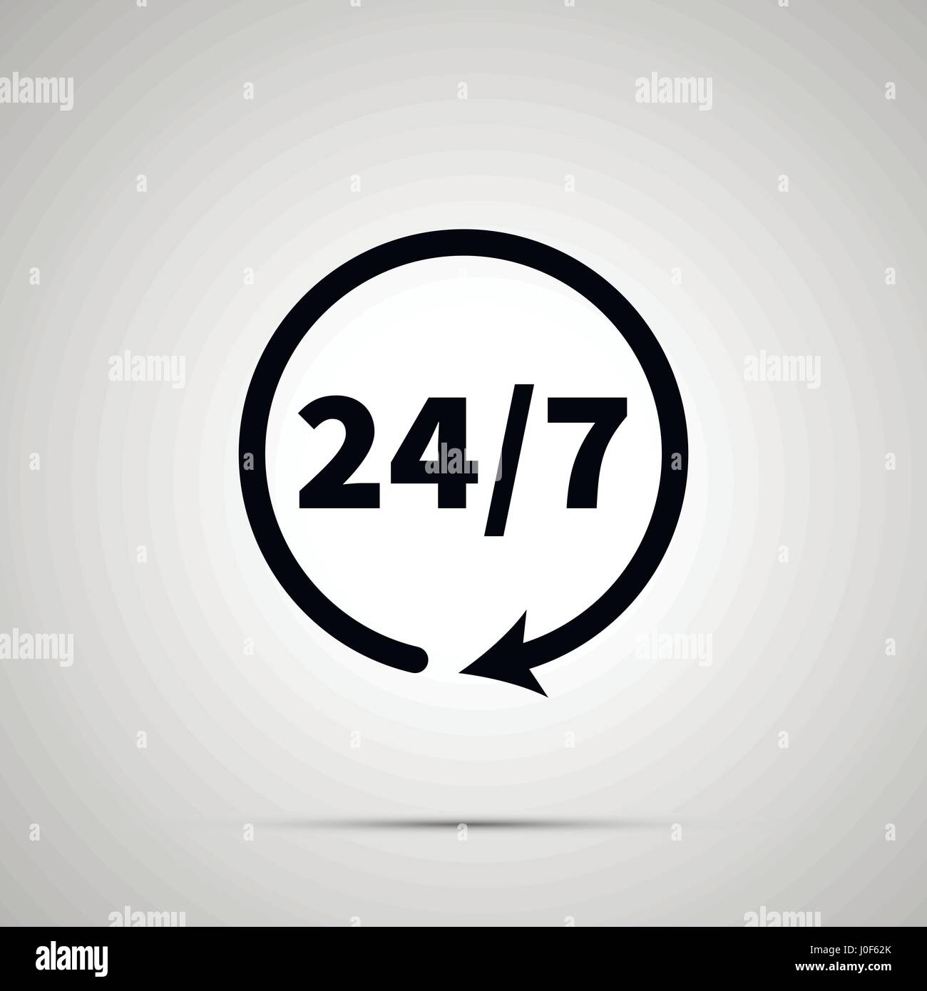 Around the clock sign, simple black icon with shadow Stock Vector Image ...