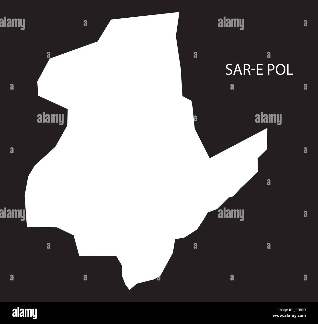 Sar-e Pol Afghanistan map black inverted silhouette illustration Stock ...