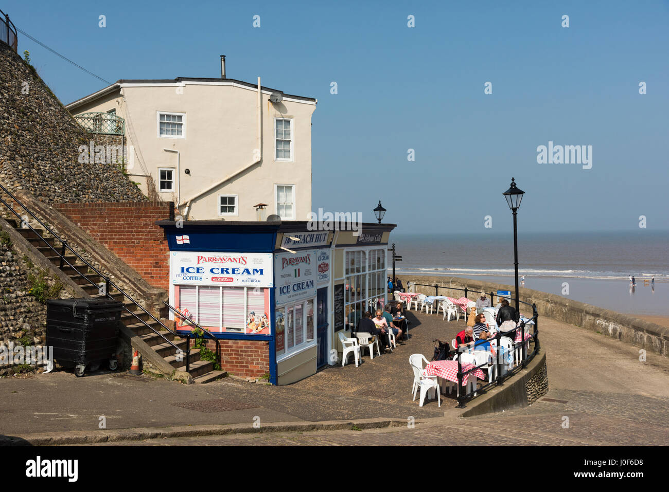 People eating outside or al fresco outside a the Lifeboat Cafe Cromer ...