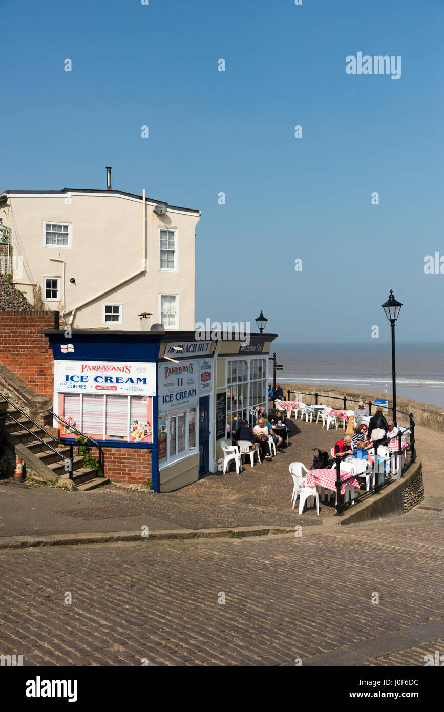 People eating outside or al fresco outside a the Lifeboat Cafe Cromer ...