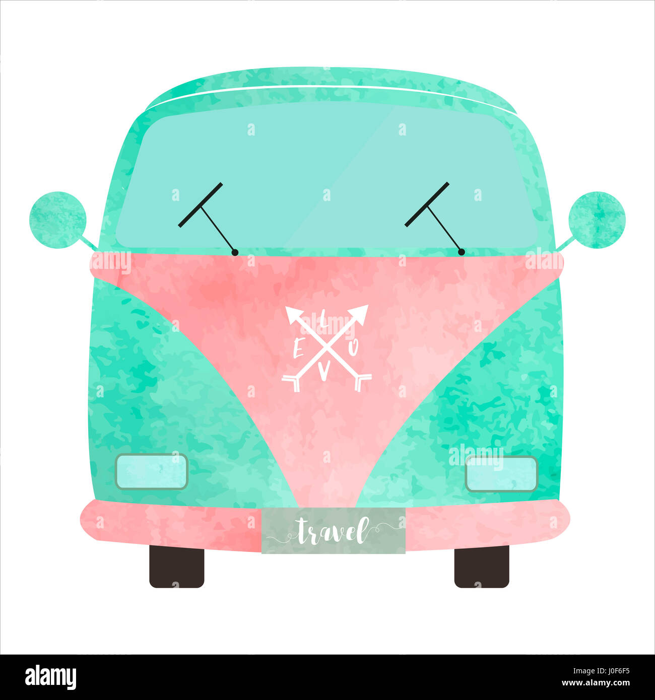 Love van with watercolor effect in blue and pink Stock Photo - Alamy