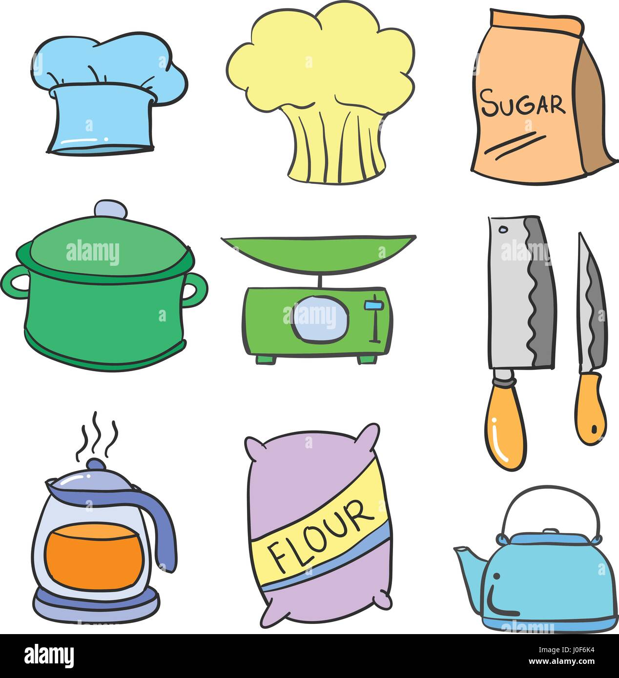Doodle of kitchen object various vector illustration Stock Vector Image ...