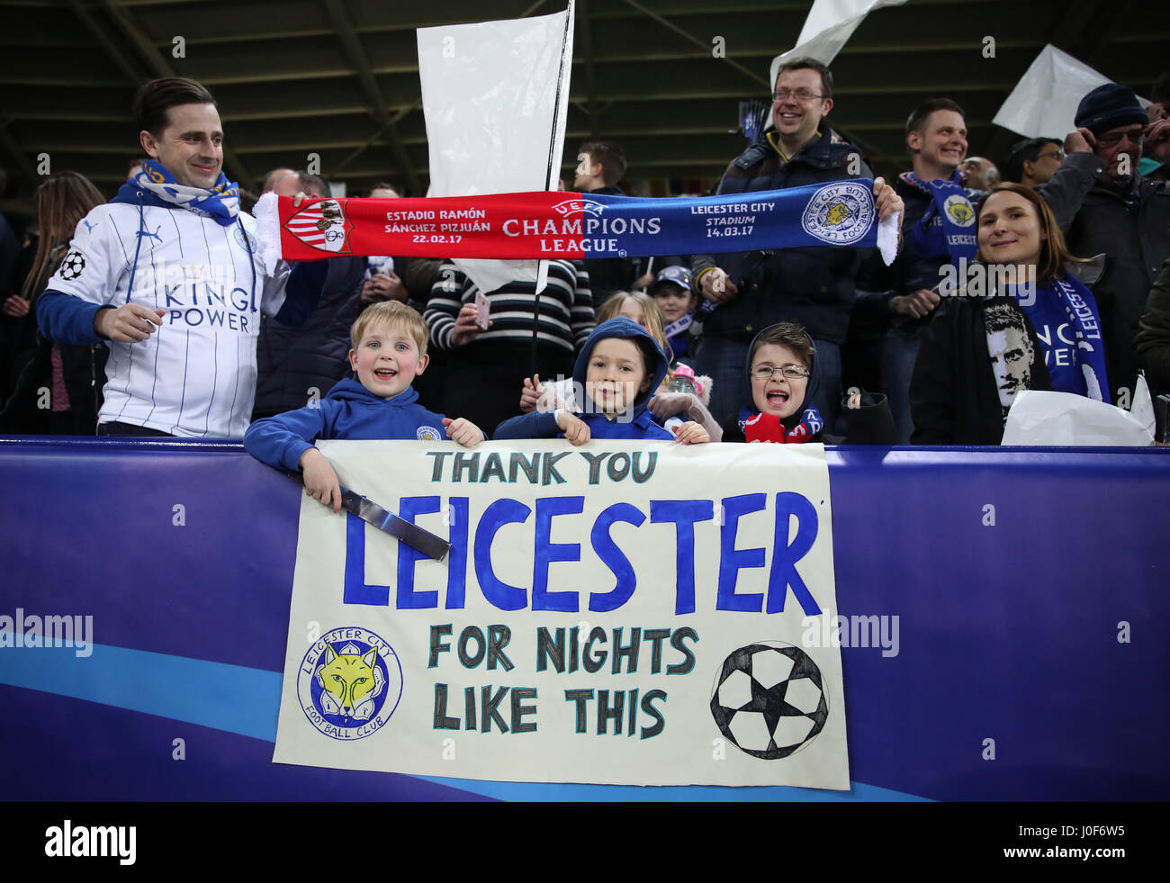Leicester City fans celebrate at the final whistle Stock Photo - Alamy
