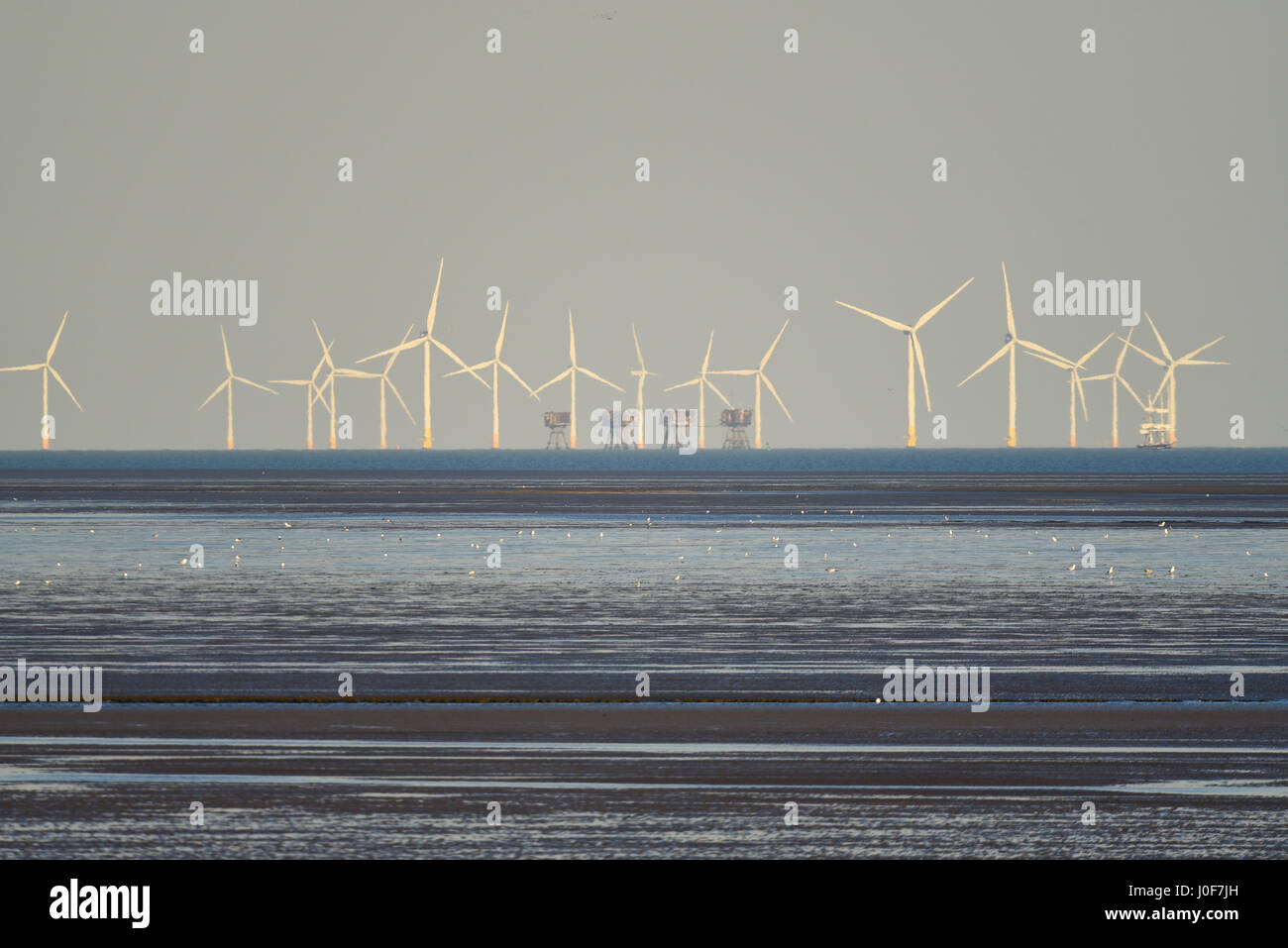 Kentish Flats Offshore Wind Farm and Red Sands Maunsell Fort in the ...
