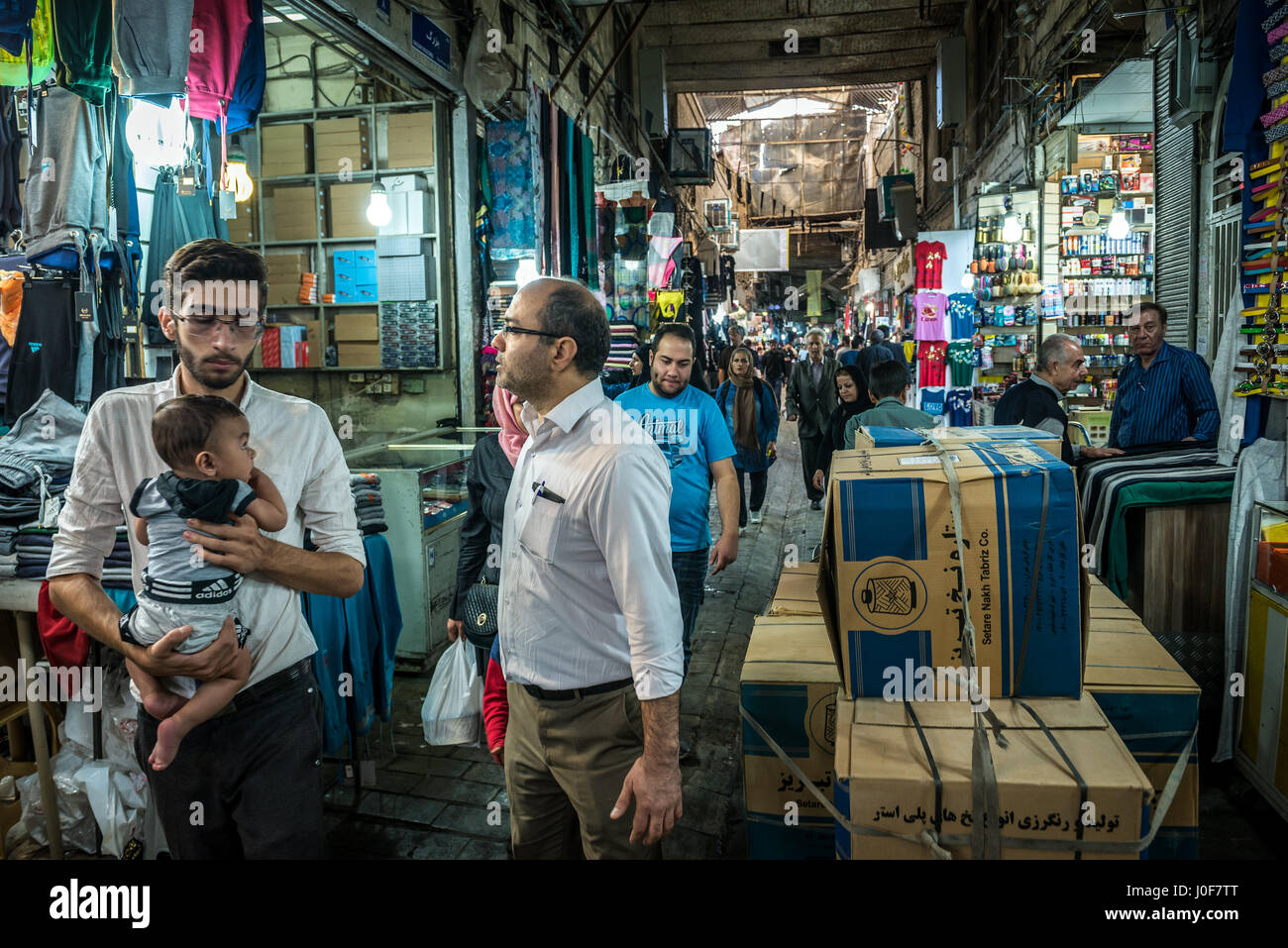Alleway on the Grand Bazaar in Tehran city, capital of Iran and Tehran ...