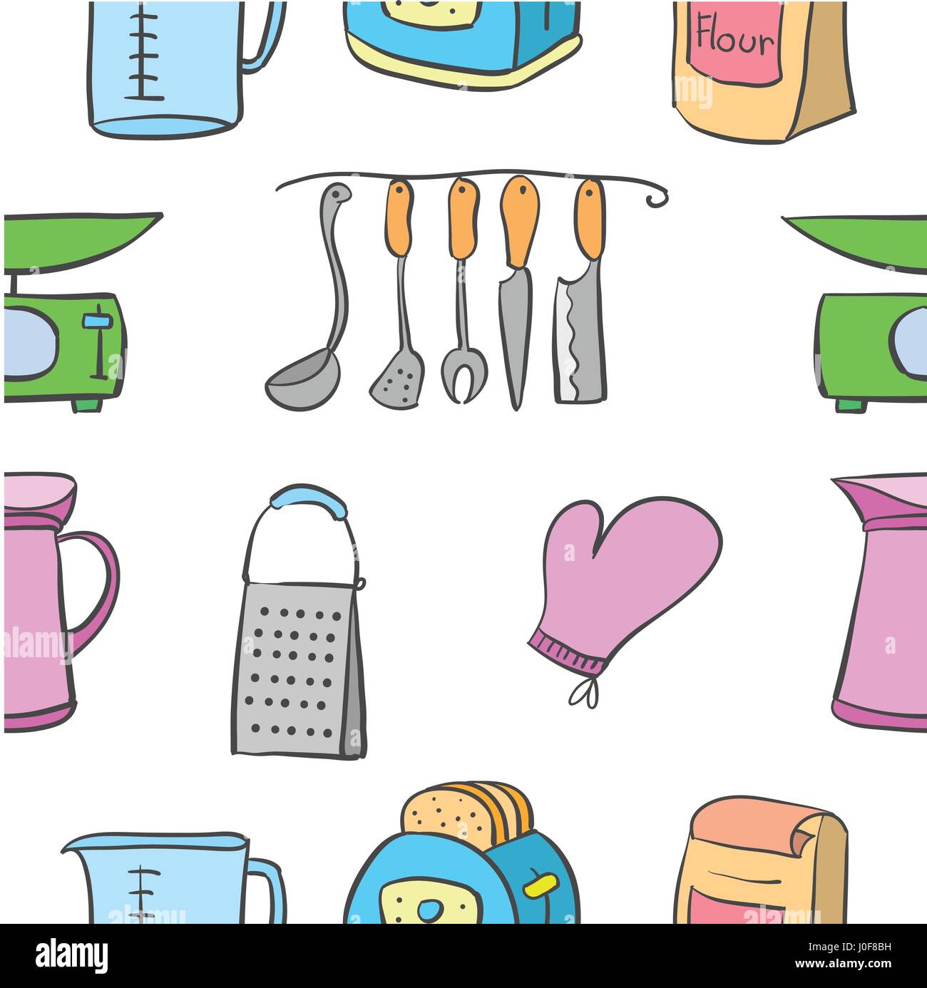 Pattern kitchen set style collection vector illustration Stock Vector ...