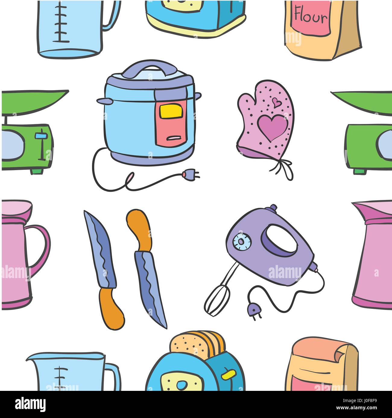 Vector art of kitchen set doodles collection stock Stock Vector Image ...