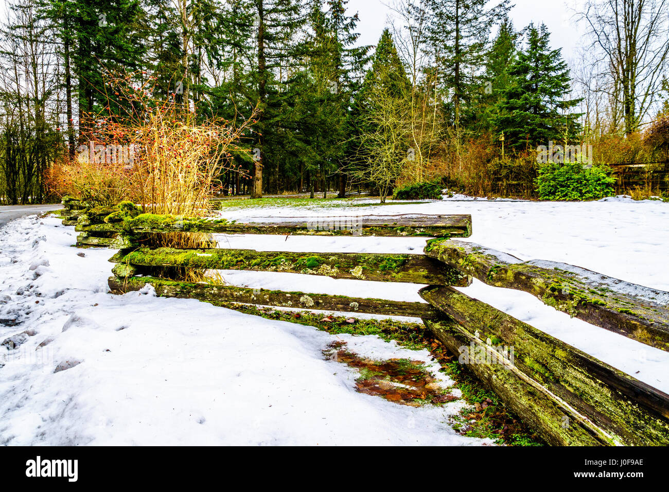 Split rail fence with snow hi-res stock photography and images - Alamy