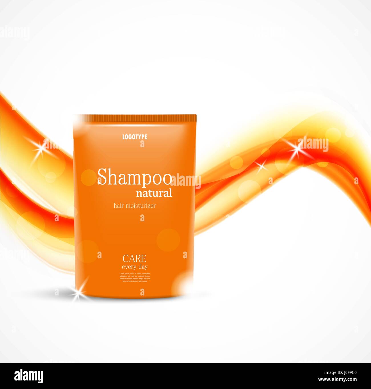 Hair moisturizer cosmetic design template with orange realistic package ...
