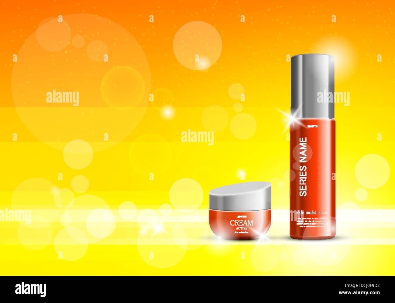 Skin moisturizer cosmetic design template with red realistic packages ...