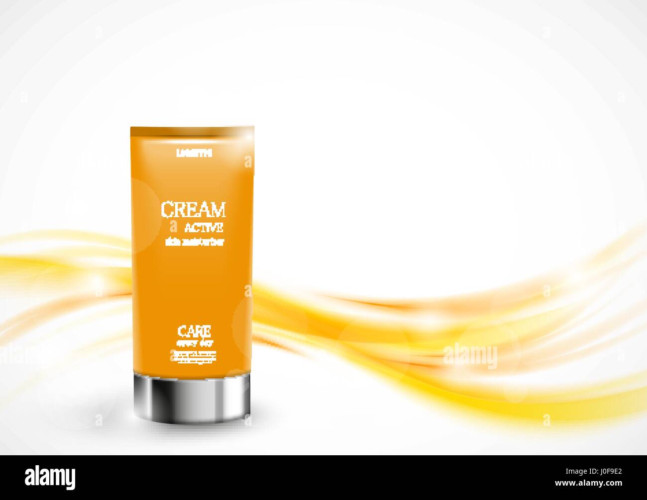 Skin moisturizer cosmetic design template with orange realistic plastic ...